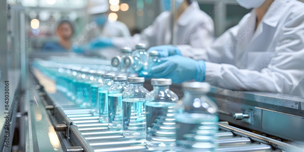 Supervising Medical Vials Production on Conveyor Belt at Pharmaceutical ...