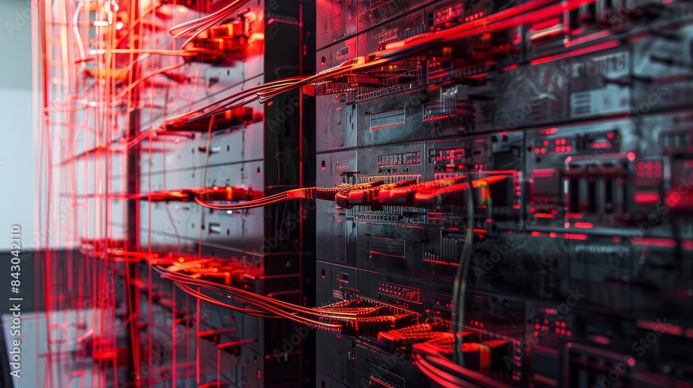 Precise and detailed image of an electrical power transmission pylon ...