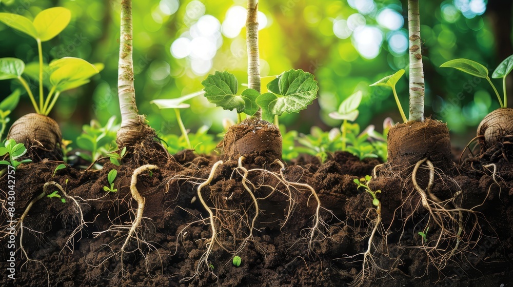 Scientific image of active soil, highlighting microbial actions and ...