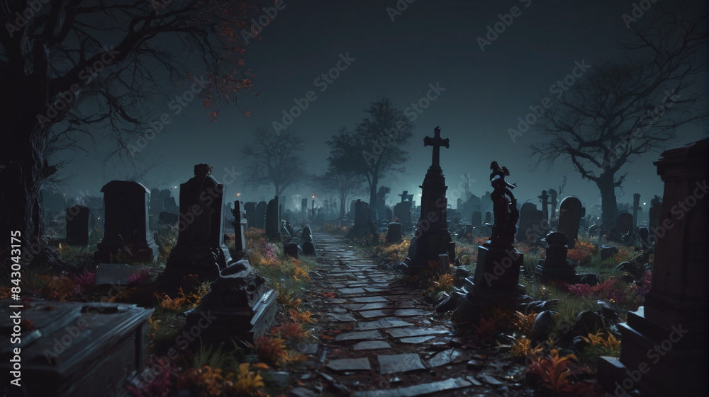 The eerie graveyard comes alive as the undead rise from their tombs ...