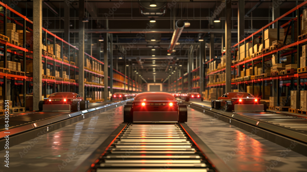 Distribution Warehouse With Automated Guided Vehicles And Robots ...
