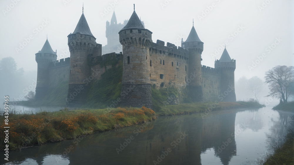 Surrounded by a dense fog, the castle's moat becomes an impenetrable ...