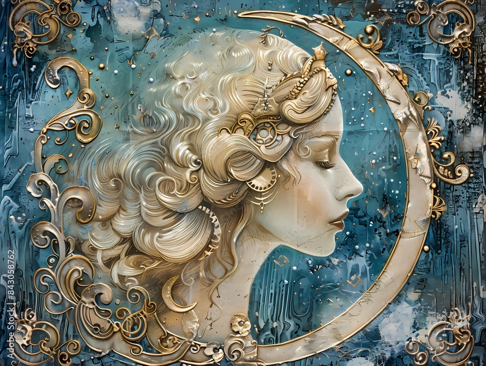 Art Deco Cancer Zodiac Sign: Elegance and Symbolism Stock Illustration ...