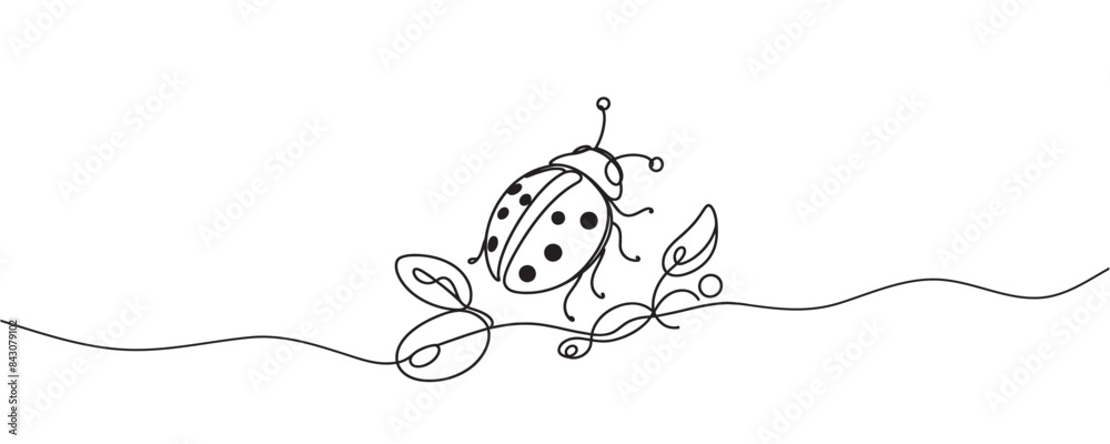 Continuous One Line Drawing Of A Ladybug Vector Graphic Illustration Of A Single Line Drawing
