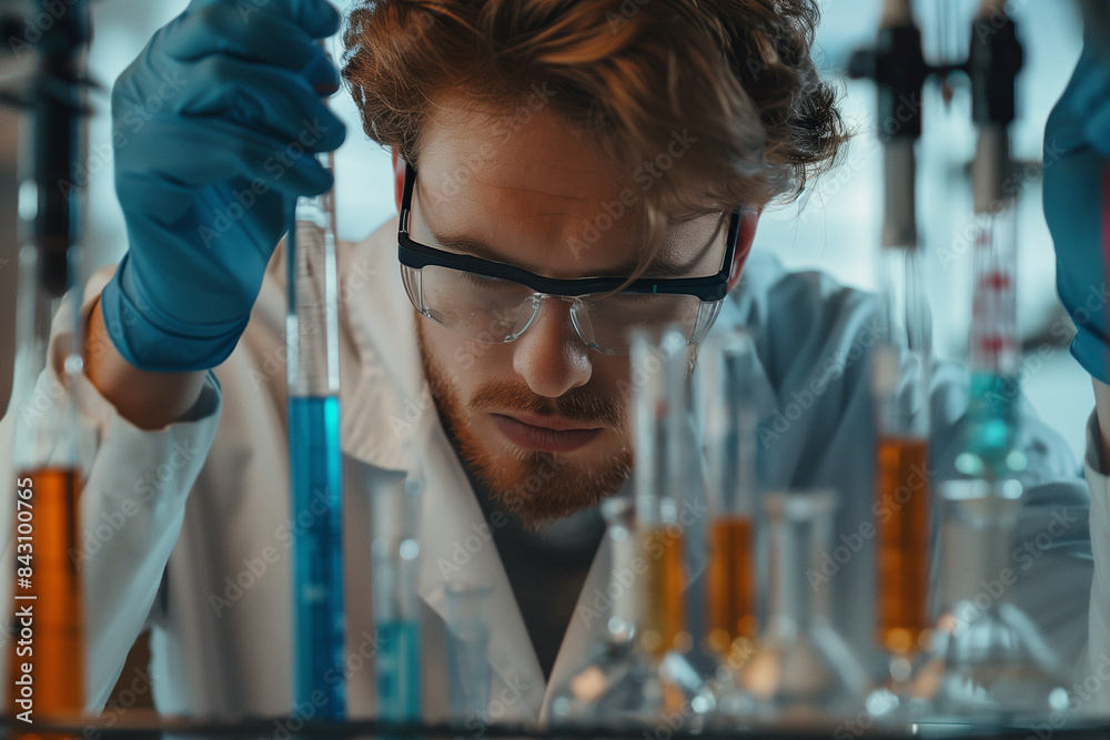 Working tirelessly in the laboratory, the medical chemistry scientist ...