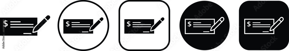 Vecteur Stock Payment check icon in flat style set. vector for apps or ...