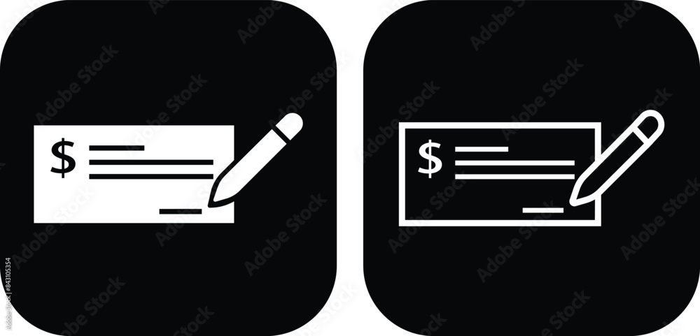 Payment check icon in flat style set. vector for apps or website bank ...
