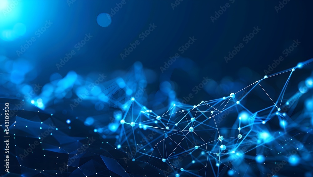 Abstract blue background with glowing connections and network lines ...