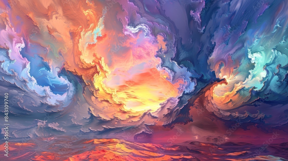 Awe-Inspiring Digital Painting of a Dynamic,Colorful Storm Cloud ...