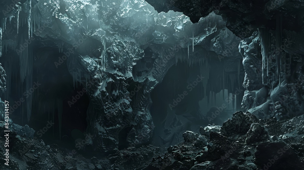Intricate and Concept Art Depicting Underground Basalt Formations as a ...