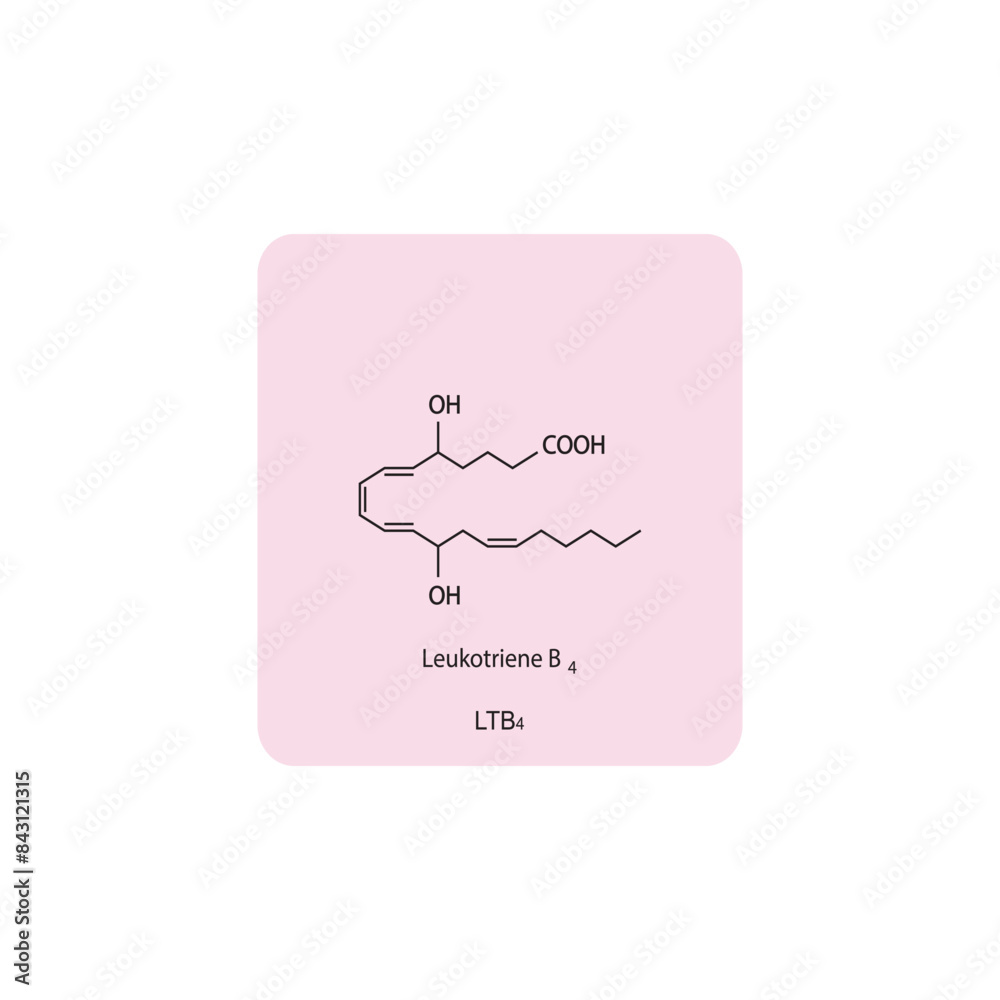 Leukotriene B4 skeletal structure diagram.Leukotriene compound molecule ...