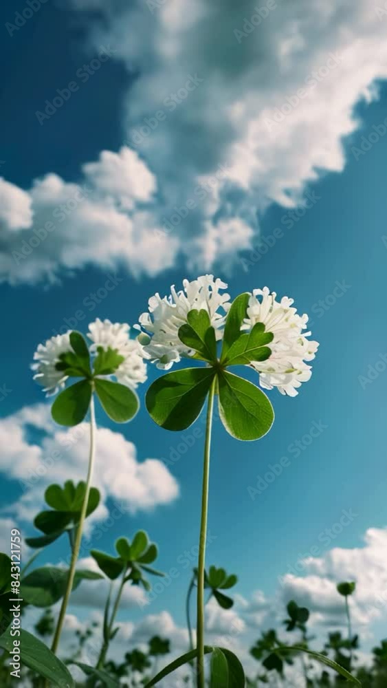 Lovely pastel rainbow on the clearly blue sky background, focus the ...