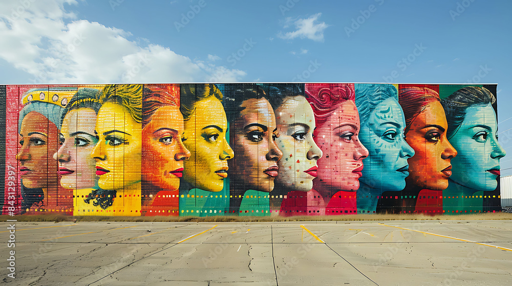 Women's Day mural depicting woman heroes history and today Stock ...