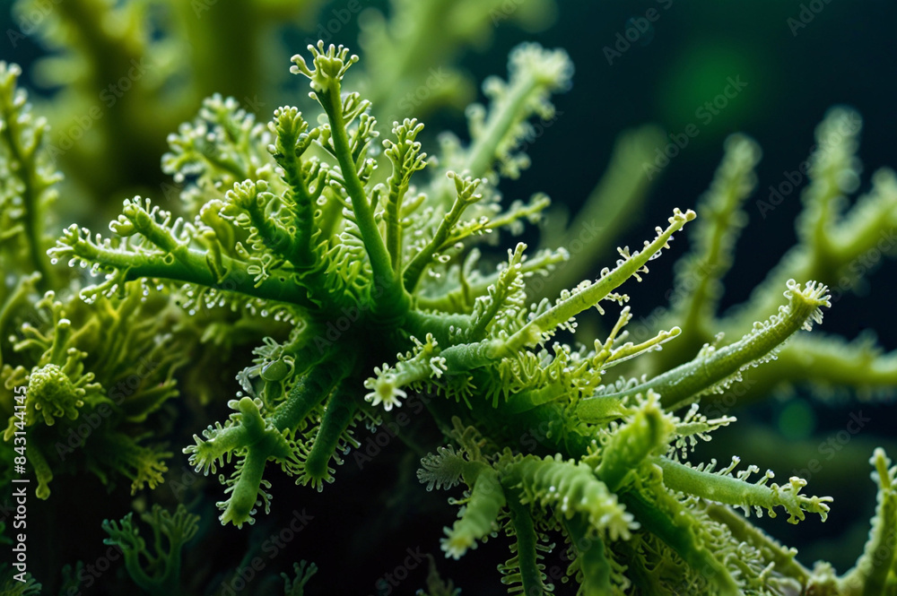Microscopic View of Green Algae (Chlorophyta) with Detailed Structures ...