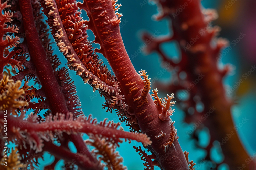 Microscopic View of Red Algae (Rhodophyta) with Detailed Structures and ...