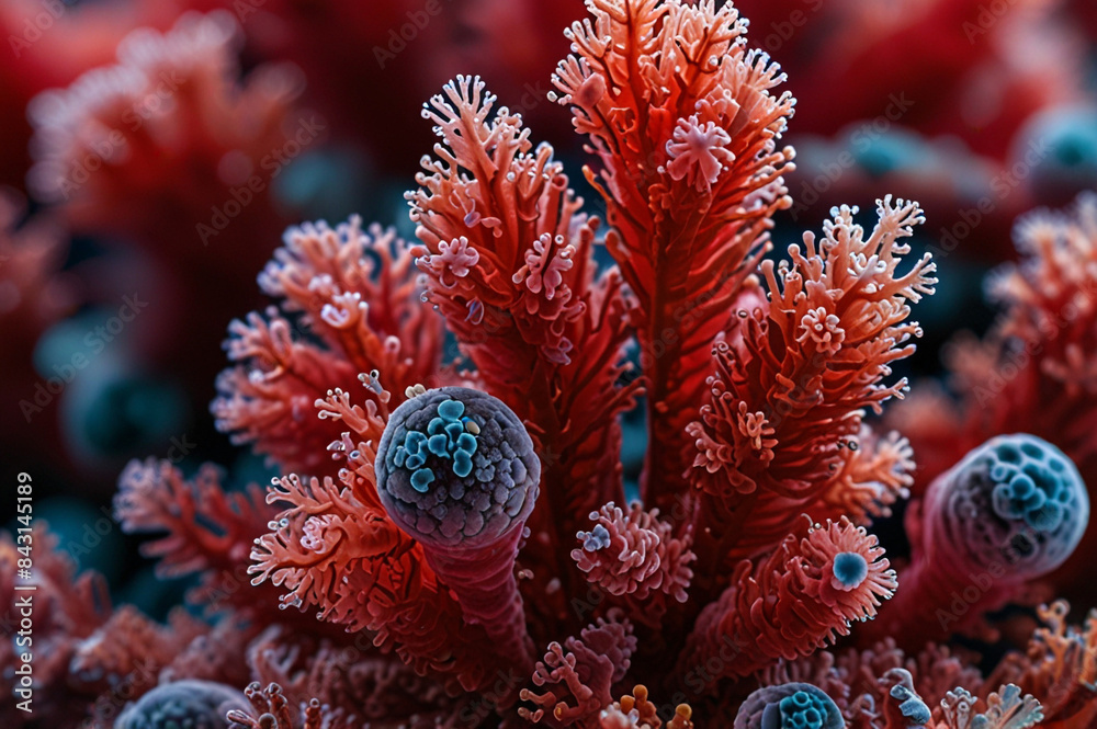 Microscopic View of Red Algae (Rhodophyta) with Detailed Structures and Color Pigments Stock ...