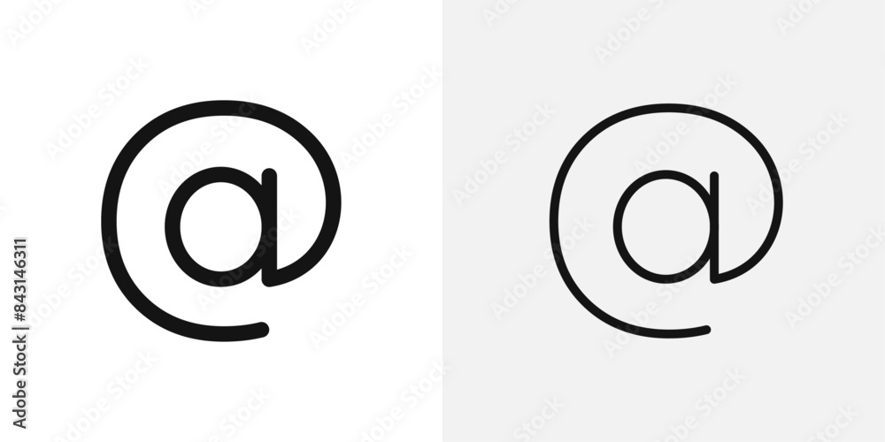 Vetor de Black and white icon of the at symbol commonly used in email ...