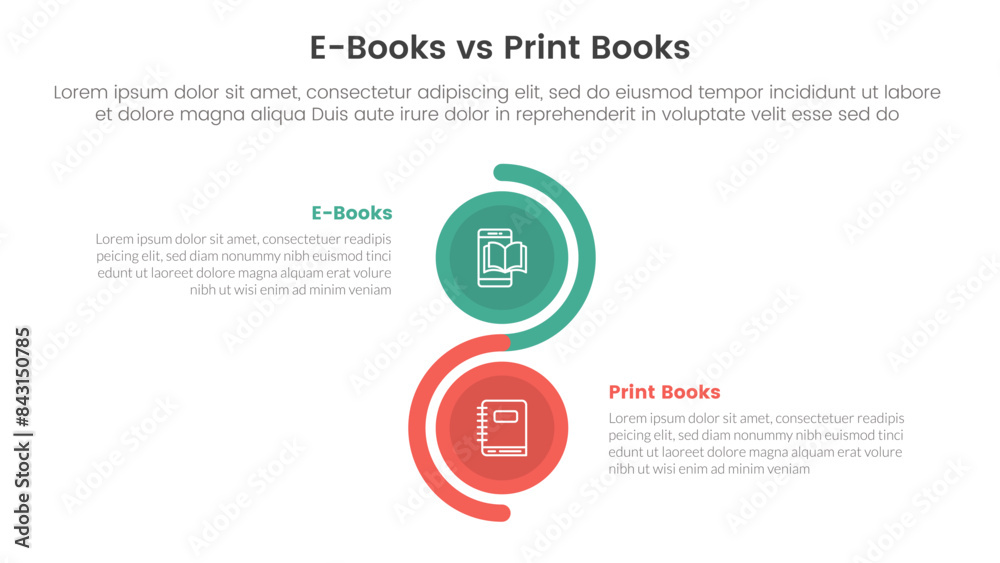 ebook vs physical book comparison concept for infographic template ...