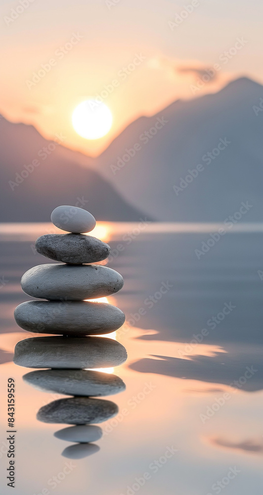 Foto de design minimalista moderno, pedras zen empilhadas umas sobre as ...