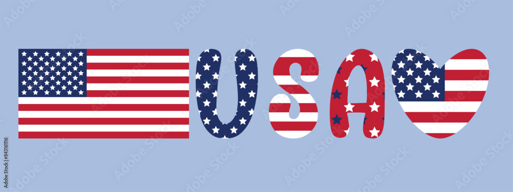 4th of july design Independence day celebration symbol set elements ...
