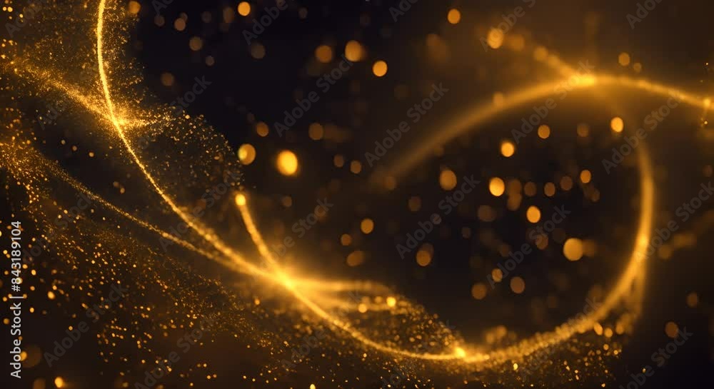 Gold particles abstract background with shining golden floor particle ...