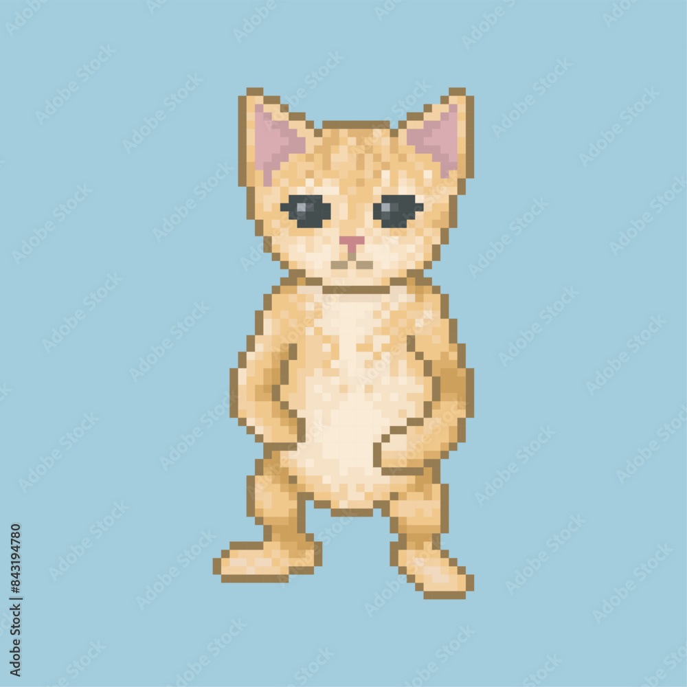 Cat Friend Miguel Pixel Art Meme Stock Vector Adobe Stock