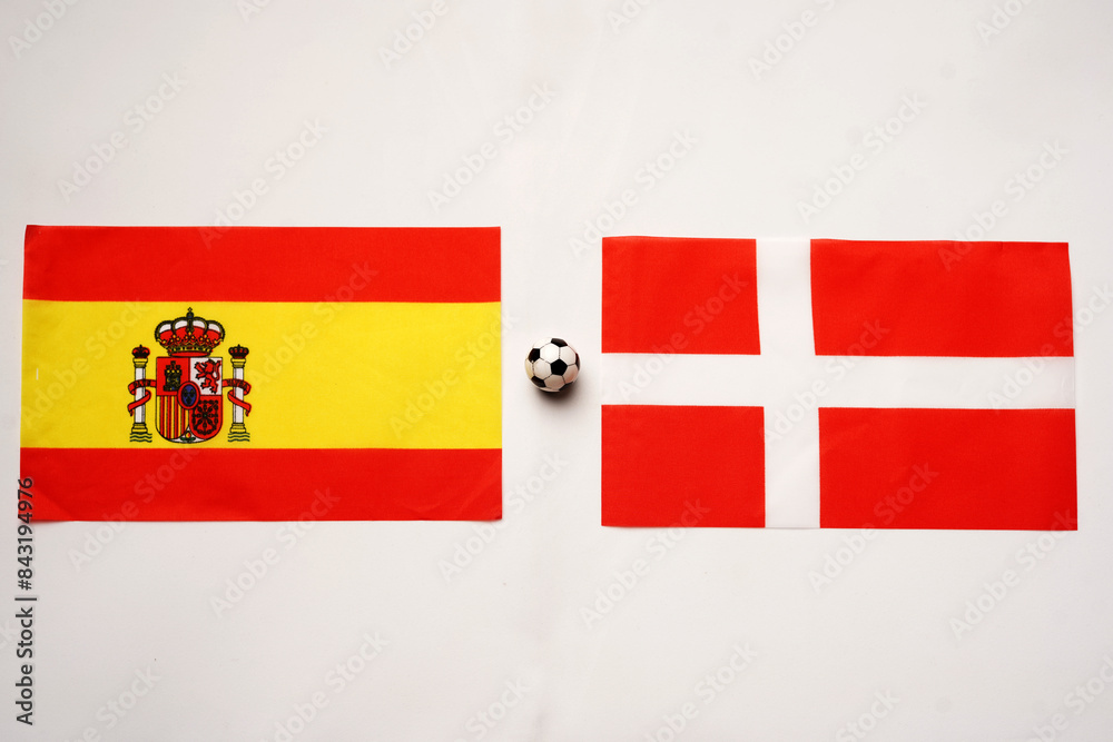 UEFA Euro 2024 Spain vs Denmark, Football match with national flags ...