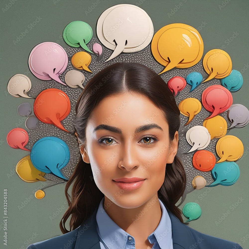 cartoon bubbles head as business and teamwork concept 3d illustration ...