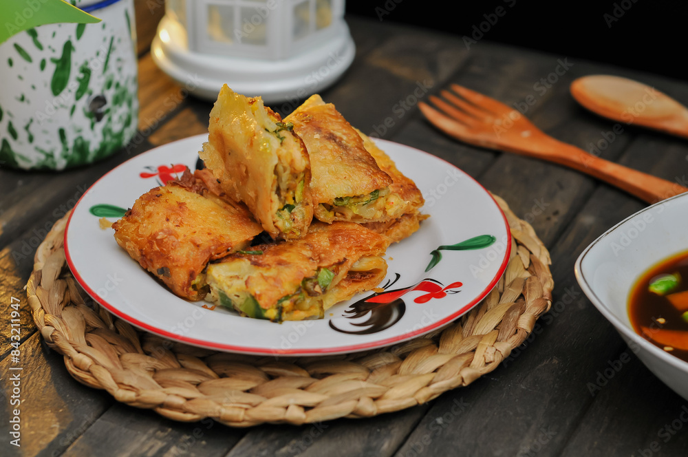 Martabak Mesir or Martabak Kubang is a snack made from flour dough ...