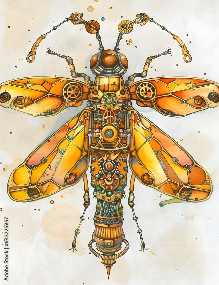 Mechanical Bugs Coloring Page with Steampunk Style Stock Illustration ...
