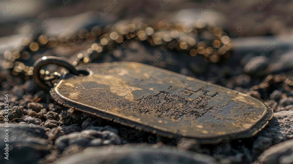 Dog tag on the battlefield for military themed designs Stock Photo ...