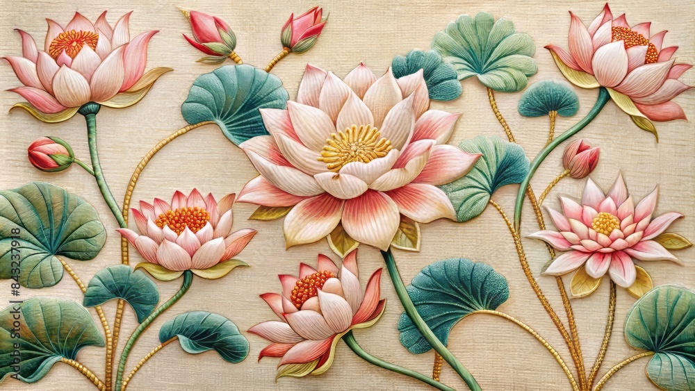 Delicate lotus flower motif adorns exquisite chinese su embroidery ...