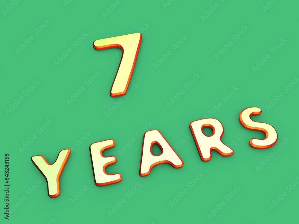 Volumetric seven of years on a single-color background. Birthday or ...
