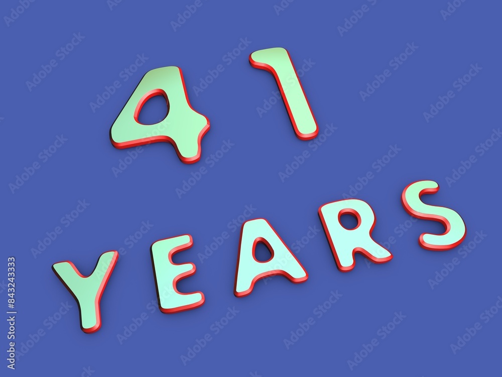 Volumetric forty-one of years on a single-color background. Birthday or ...