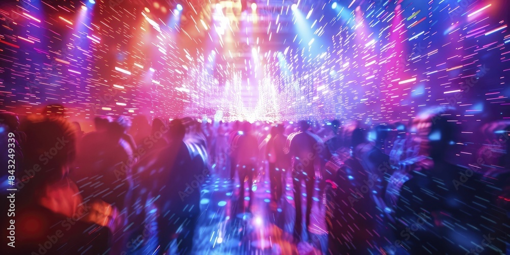 Electrifying club night party with dazzling lights, high energy, people ...