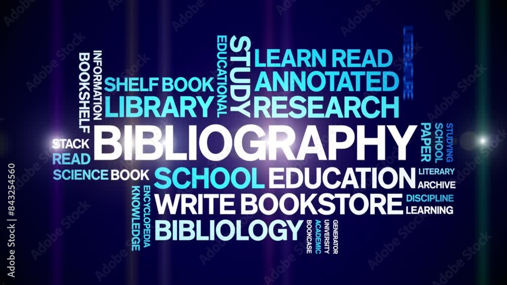 Bibliography animated word cloud;text design animation tag kinetic ...