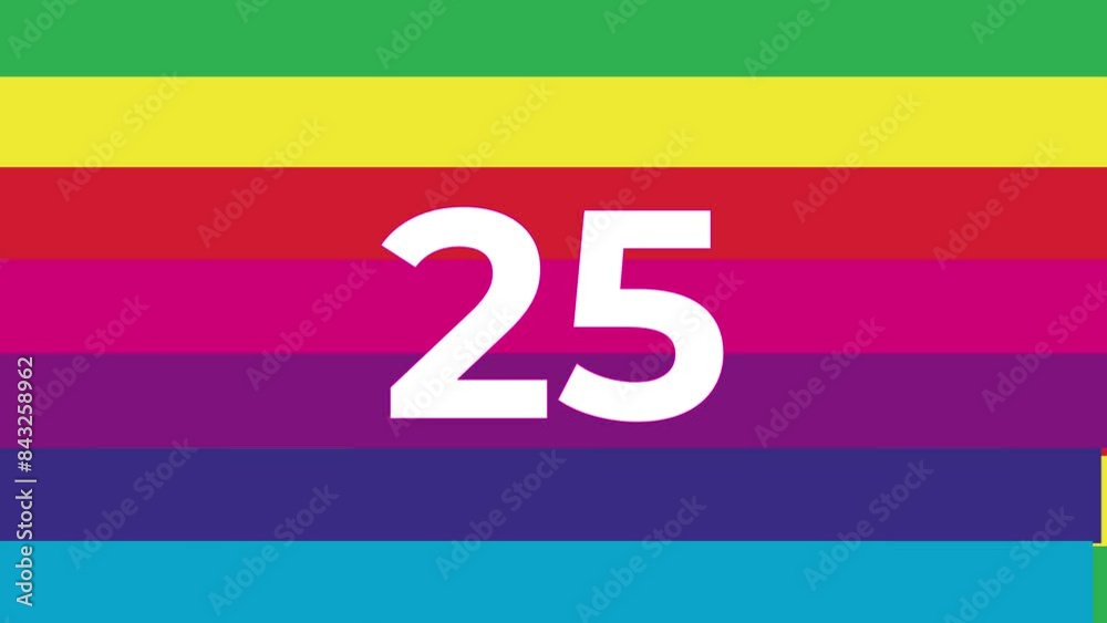 animated 30 seconds countdown timer in rainbow stripe background animation for lgbtq concept ...