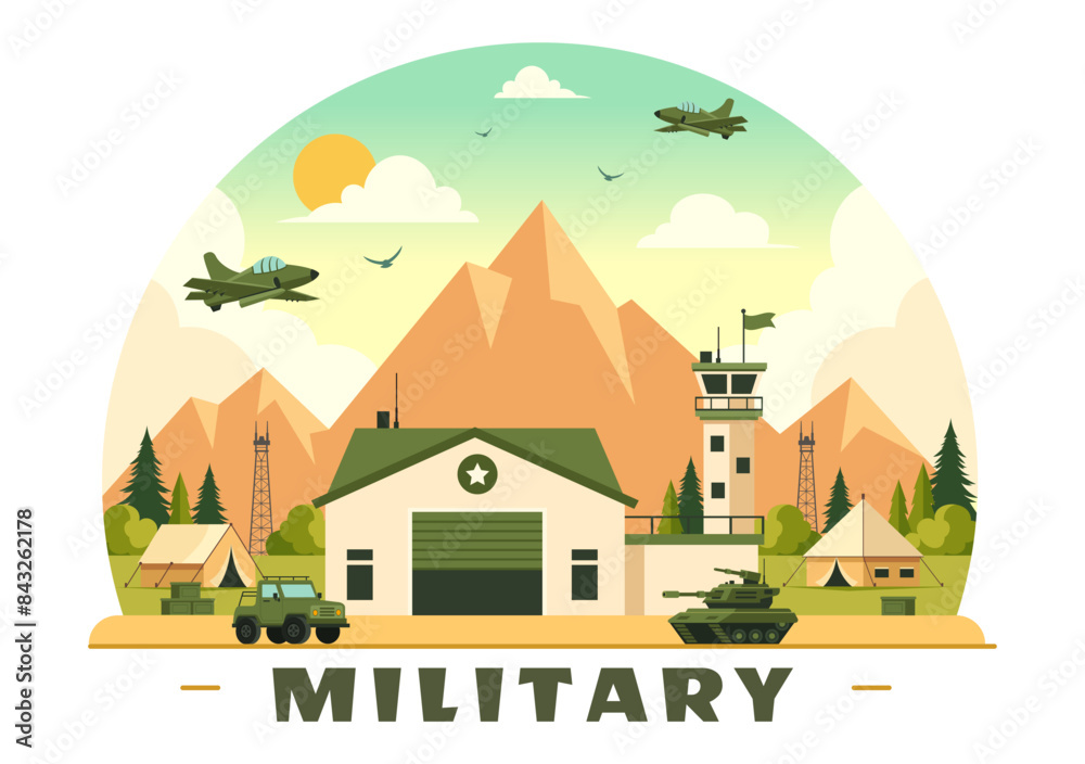 Vector Illustration of Military Army Forces featuring Soldiers, Weapons ...