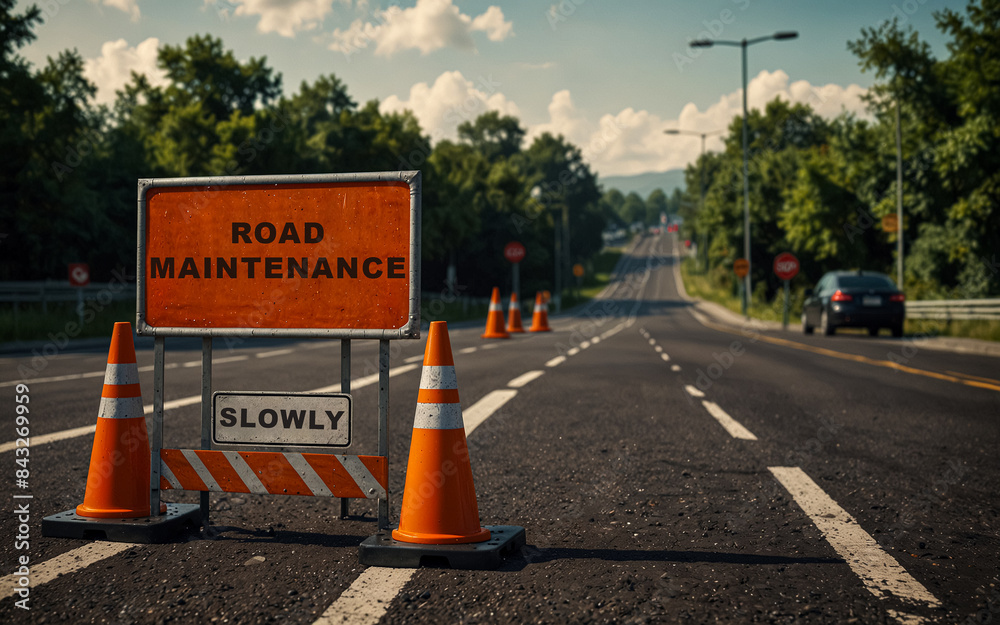 Road Maintenance Traffic Warning Signs and Symbols. Stock Photo | Adobe ...