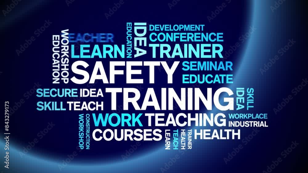 Safety Training animated word cloud;text design animation tag kinetic ...
