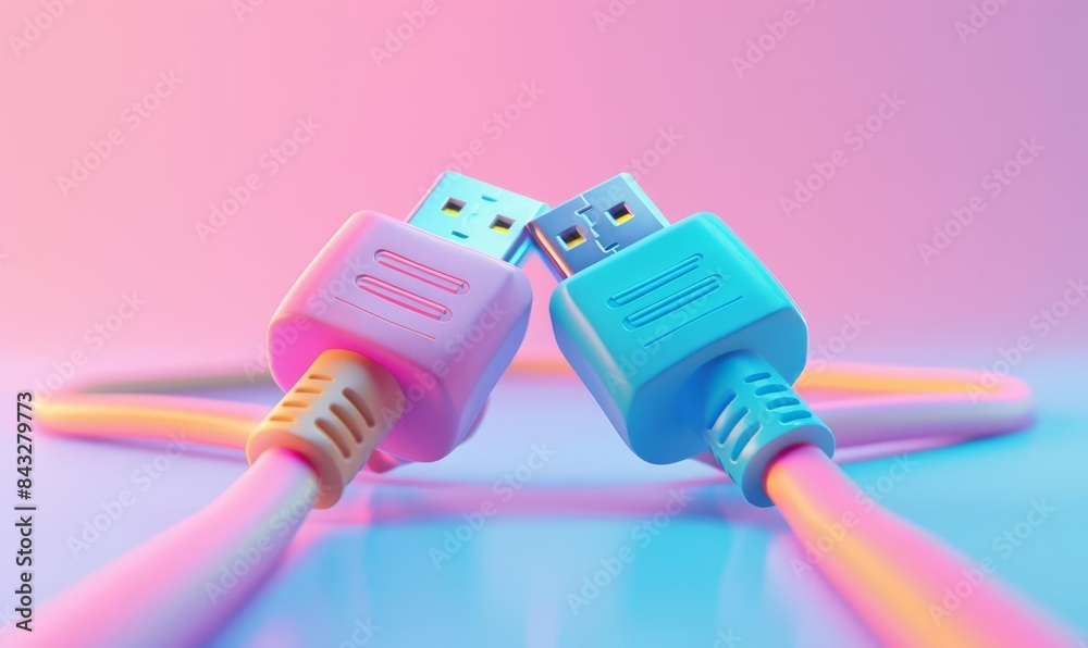 HDMI cables icon 3d blender pastel color Abstract background with light ...