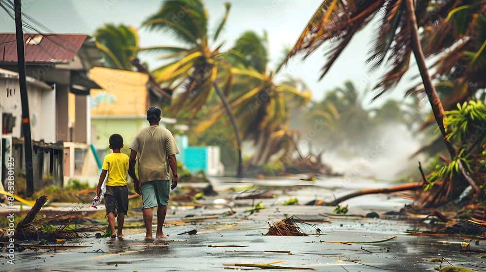 Evacuation scene during hurricane highlighting importance of safety ... Evacuation scene during hurricane highlighting importance of safety ...