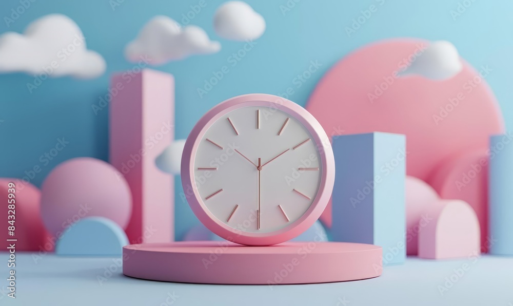 Time tracking software icon 3d blender pastel color Abstract background ...