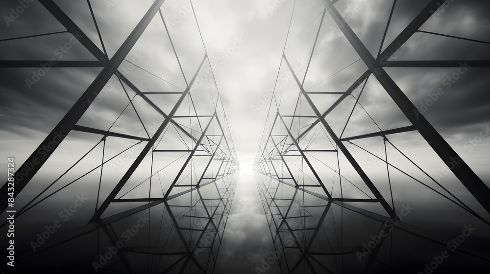 graphic art of symmetrical sky design a futuristic sky in grey monotone ...
