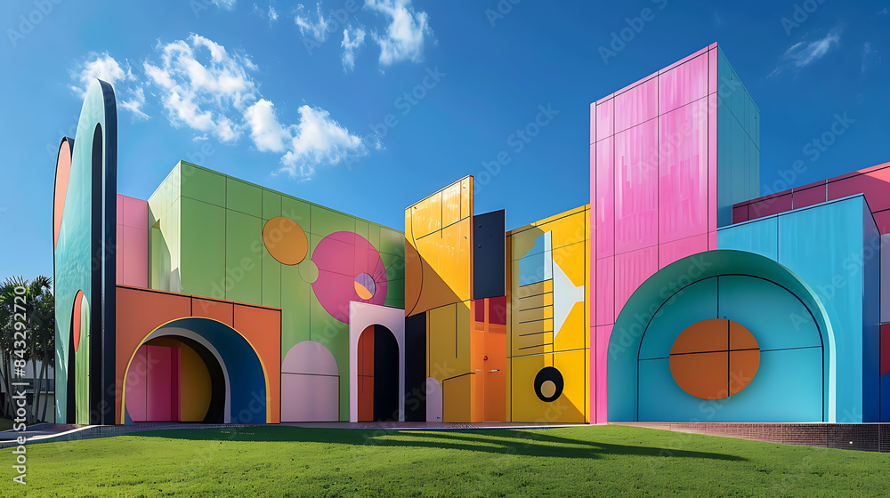 Colorful of the new design building The charm of art that goes with the ...