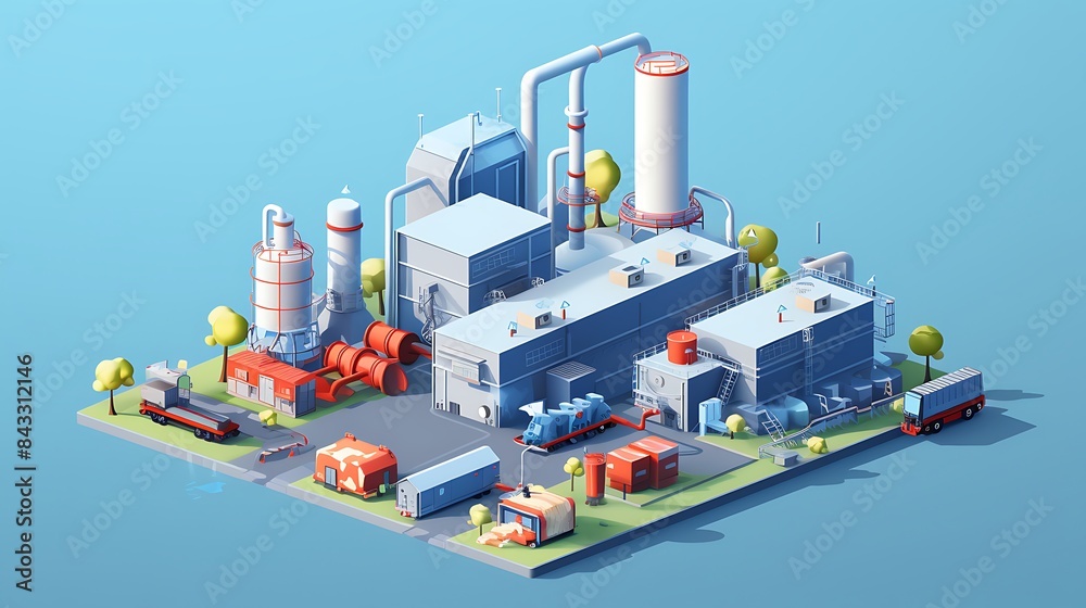 Isometric Recycling garbage factory industrial chemical vector image ...