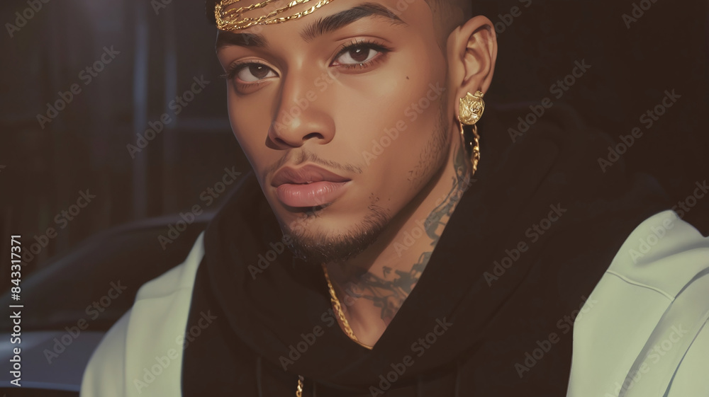 An intense portrait capturing the fierce and enraged expression of an ...