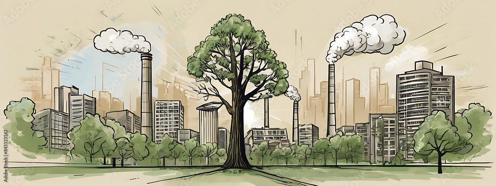 A minimalistic cartoon sketch showing the mitigation gap between ...