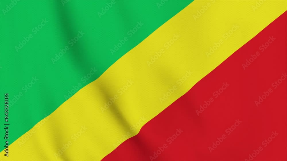Republic of the Congo footage video waving in wind, National flag of ...