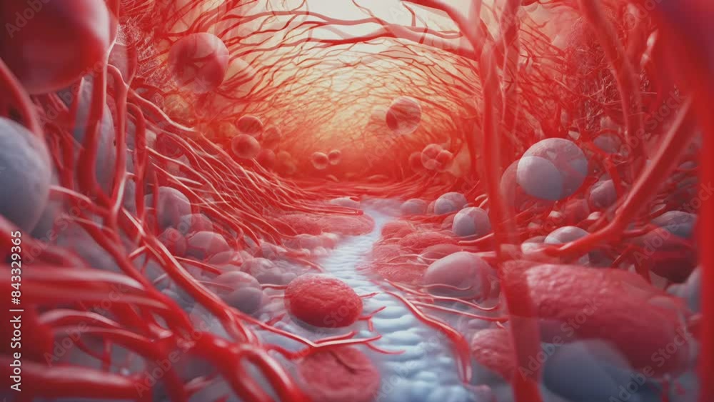 Inside Blood Vessel. Blood Stream inside Artery. Erythrocytes ...